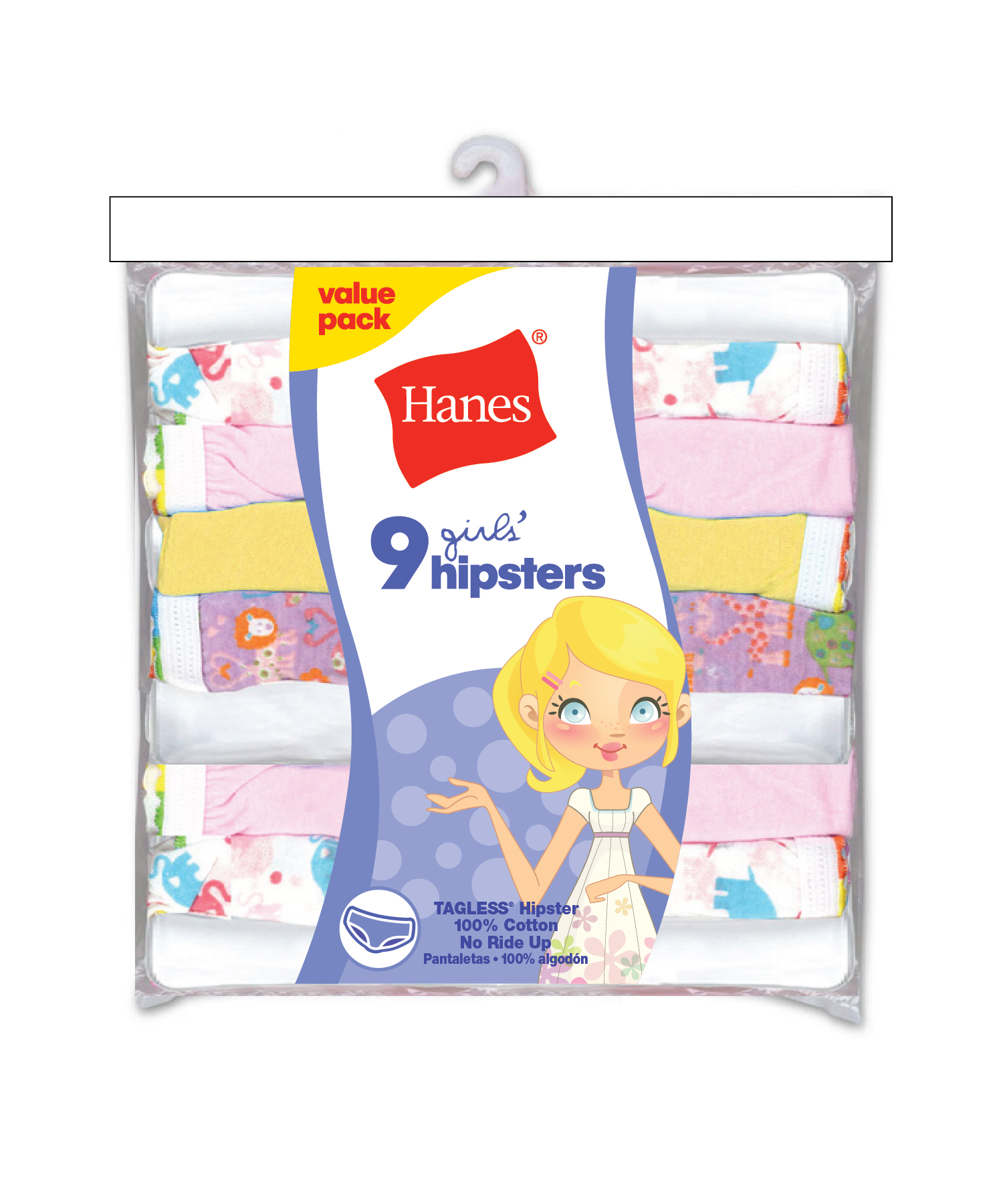 Hanes Girls 9 Pack Hipster Panties Hearts And Plaid