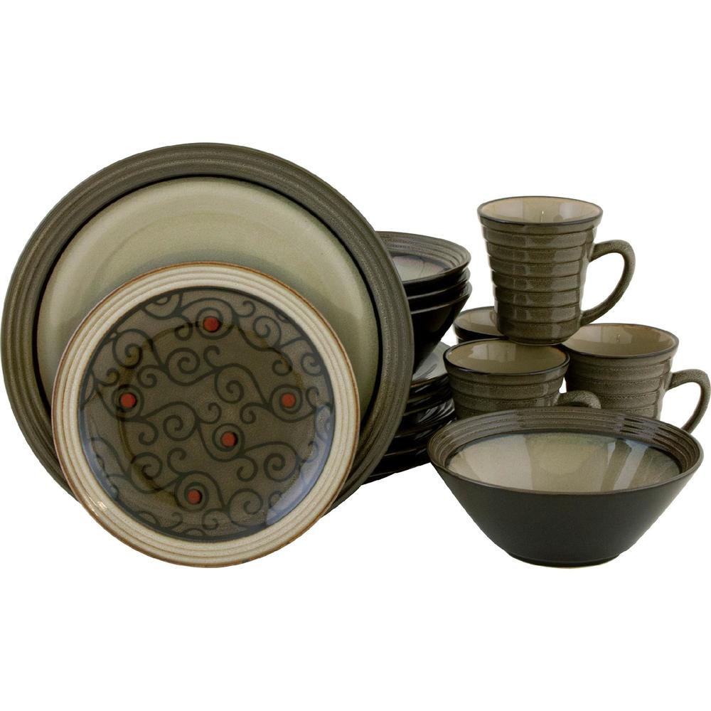 SANGO Florence Black 16 piece Dinnerware Set