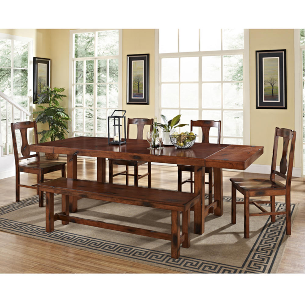 Solid Wood 6-Piece Dark Oak Dining Set