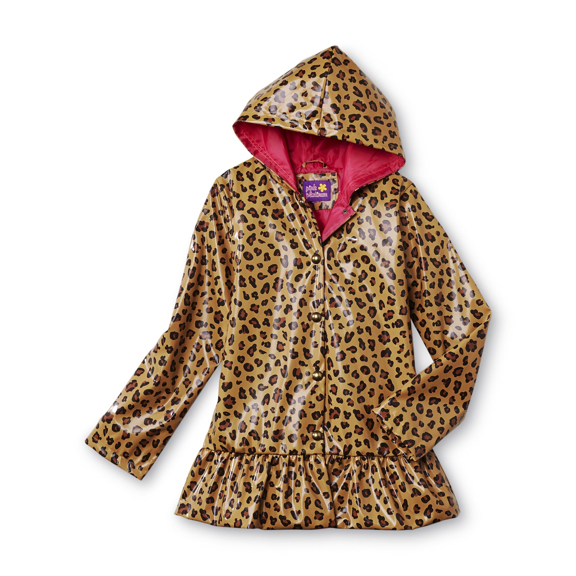 Pink Platinum Girl's Rain Coat - Leopard Print