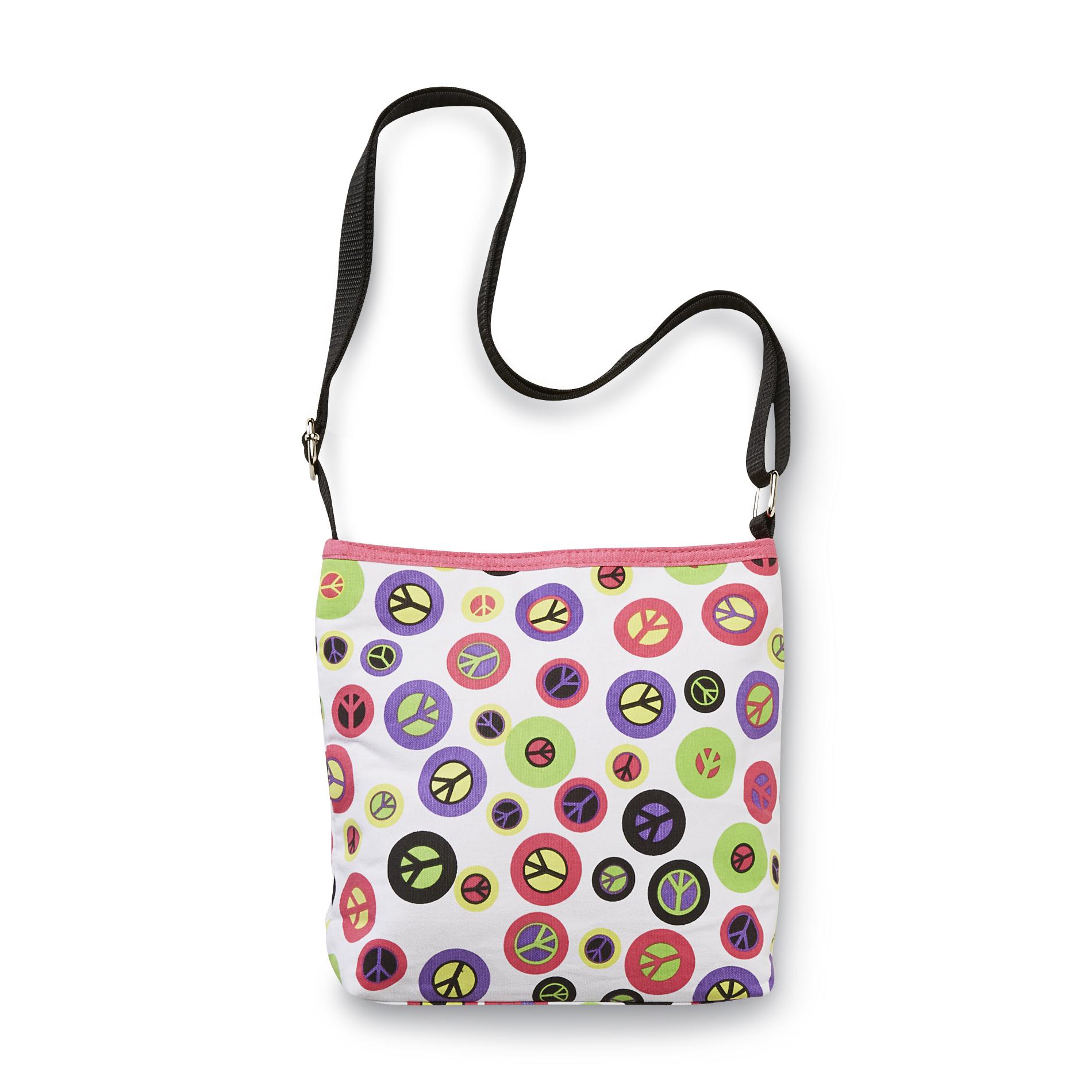 Joe Boxer Junior's Crossbody Tote Bag - Peace Symbols