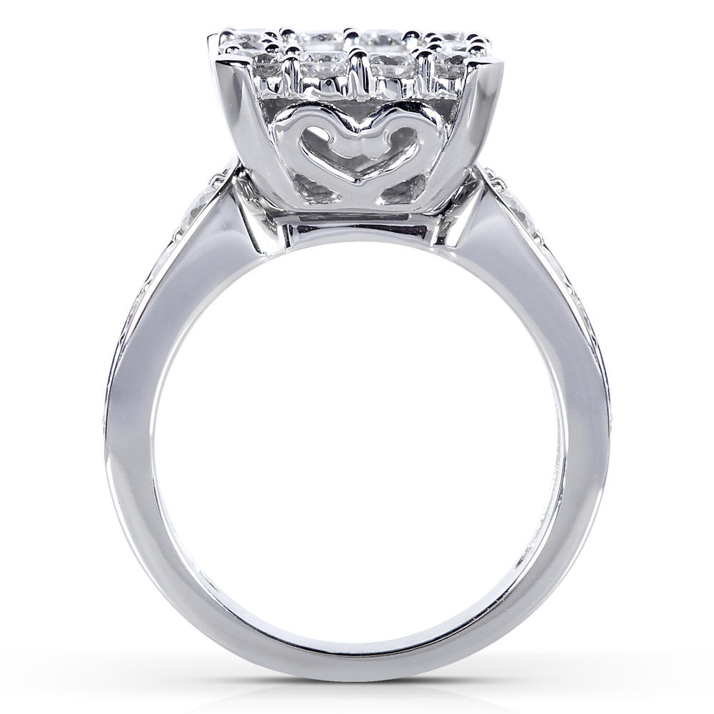 Large Cluster Diamond Engagement Ring 1 1/3 carats (ct.tw) in 14k White ...