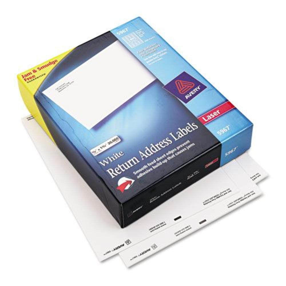 Avery AVE5967 Laser Address Labels, 1/2x1-3/4, White, 20,000/Box