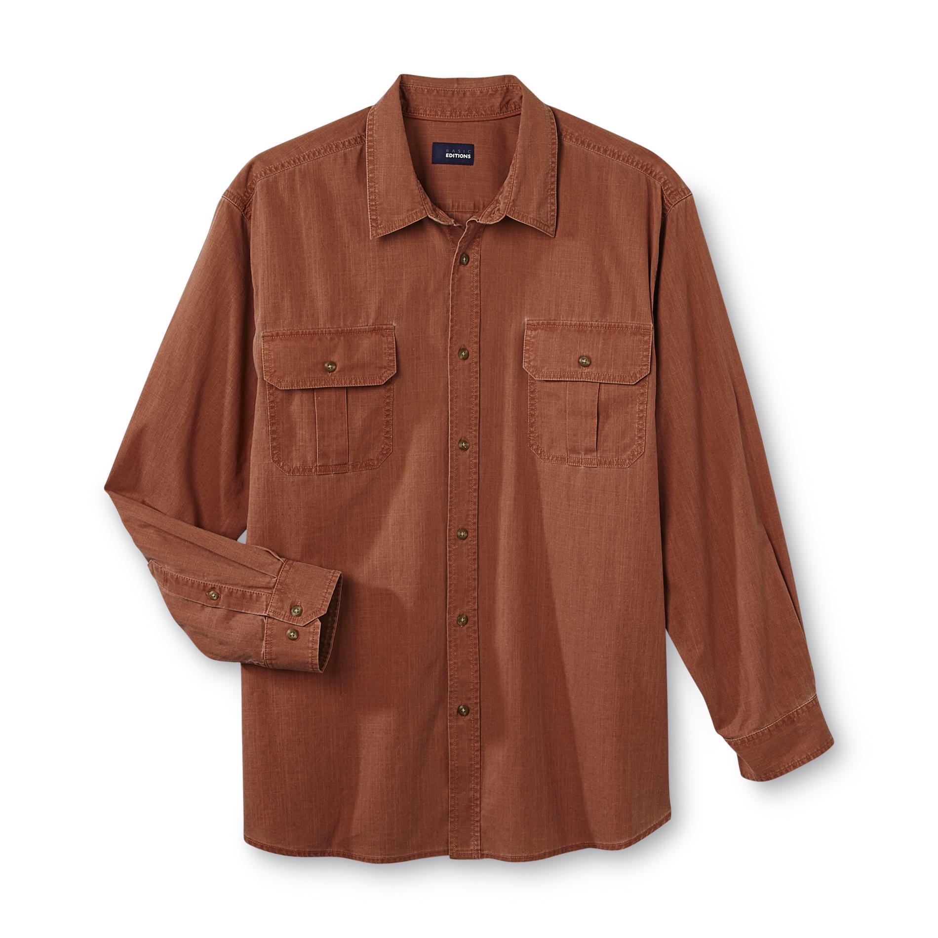 Basic Editions Men's Big & Tall Two-Pocket Crosshatch Shirt