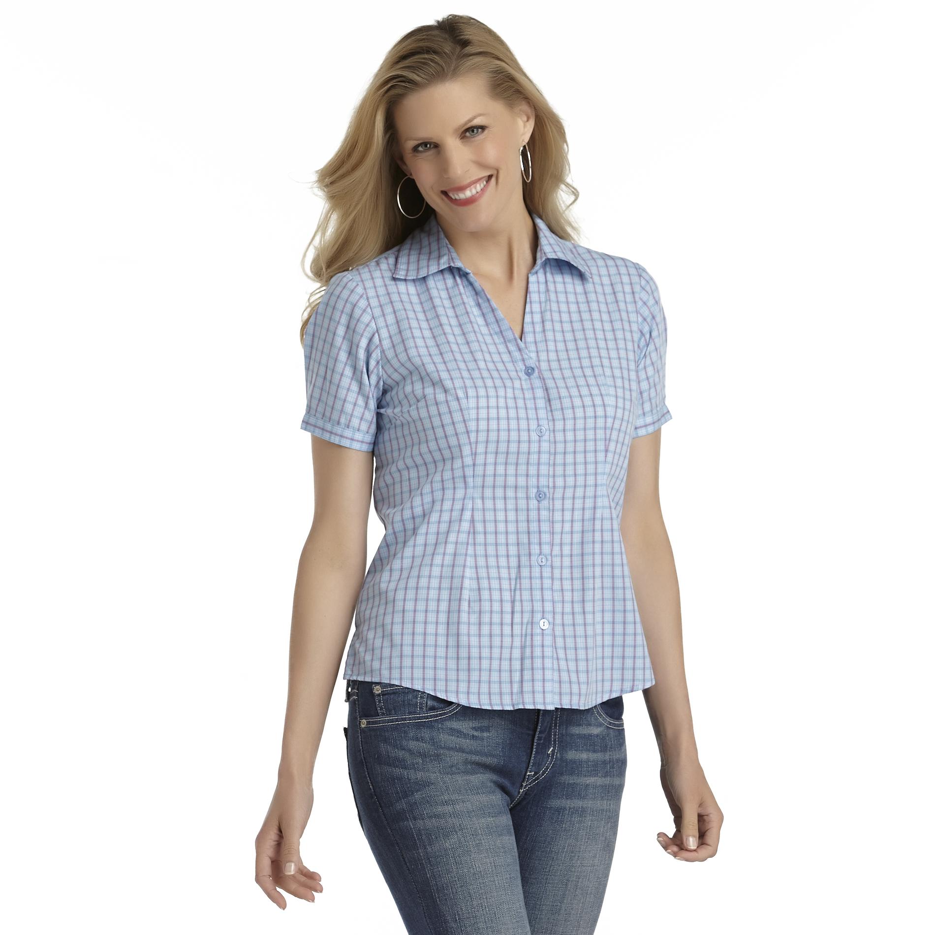 Basic Editions Women's Camp Shirt - Plaid