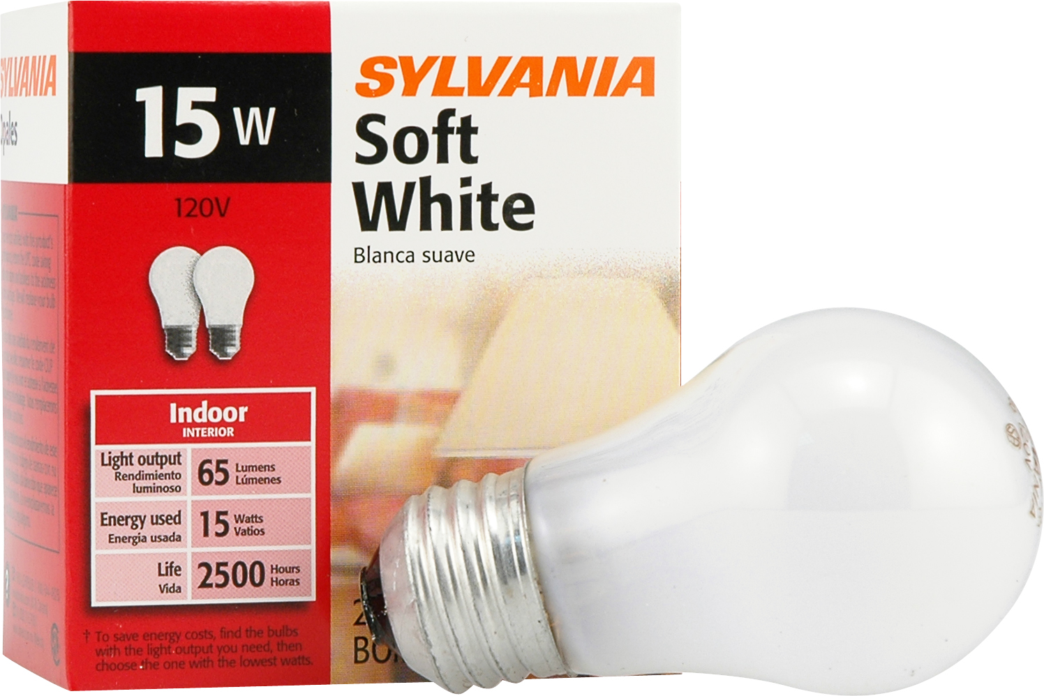 Sylvania Incandescent Soft White A15-Medium Base 120V Light Bulb 15W - 2 Pack
