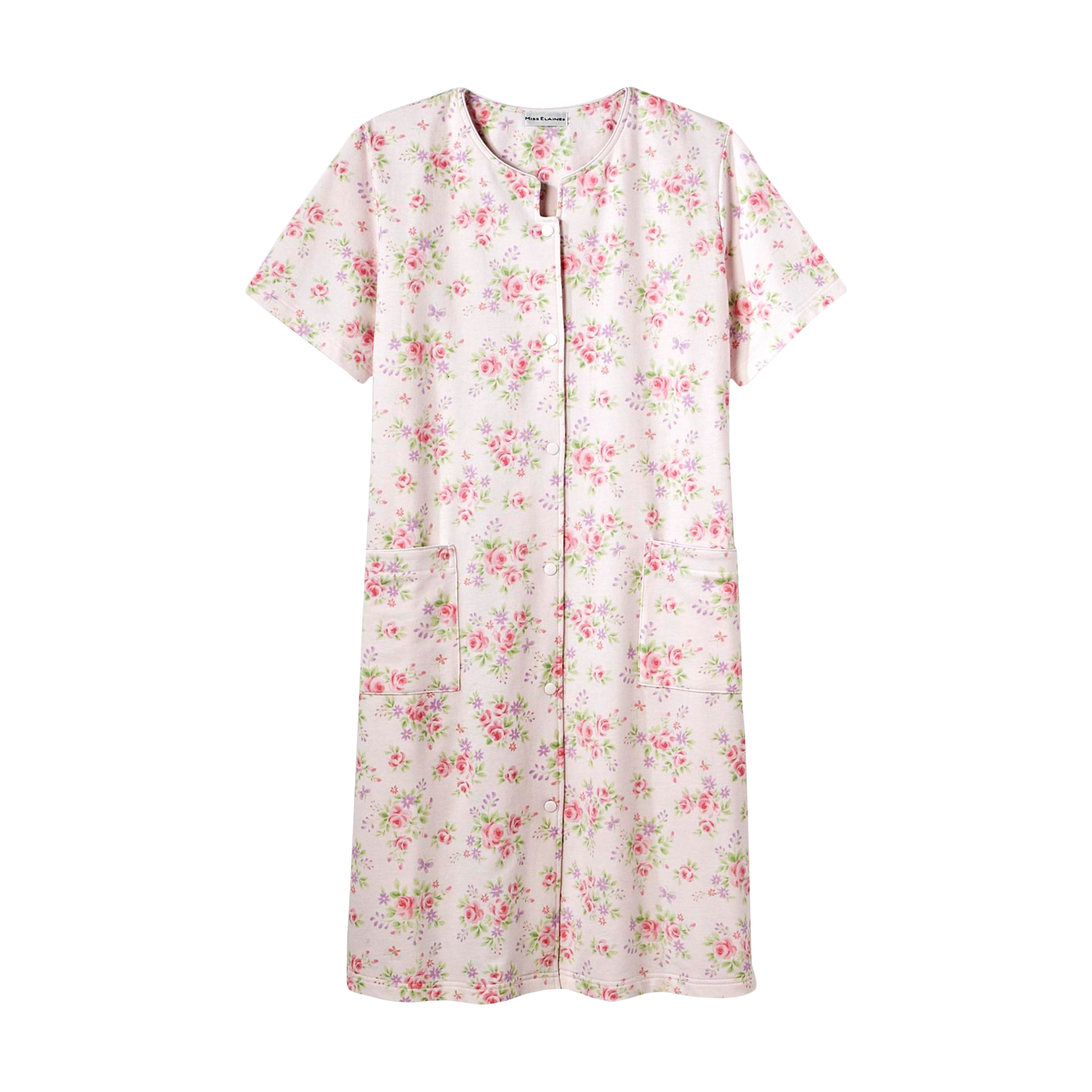 Heavenly Bodies by Miss Elaine Women's Short-Sleeve Robe - Floral