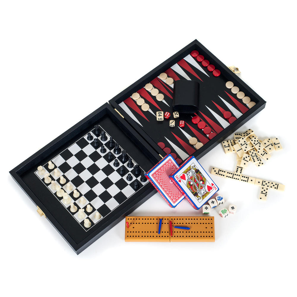 Trademark Global Travel Multi Game set in Leather/Vinyl case