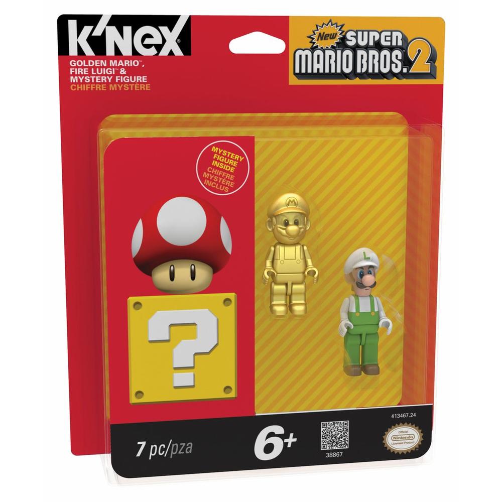 Super Mario Figure 3-Pack - Golden Mario, Fire Luigi, and Mystery Figure