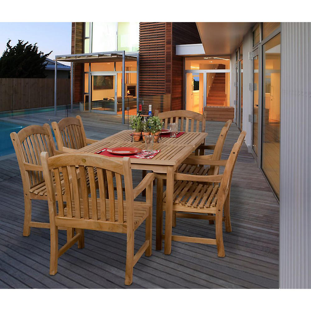 Amazonia Honolulu 7 Piece Teak Rectangular Patio Dining Set