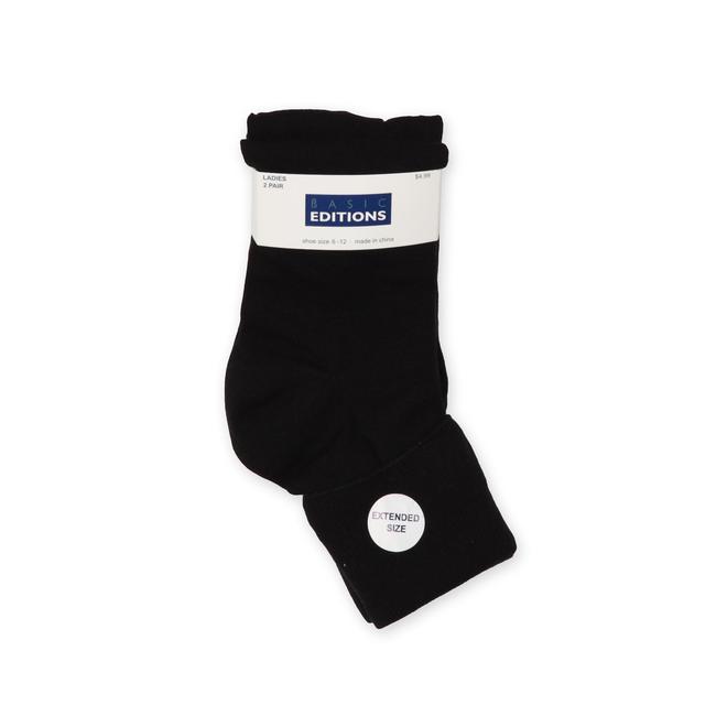 Basic Editions Women's 2-Pairs Fine Gauge Cuffed Ankle Socks
