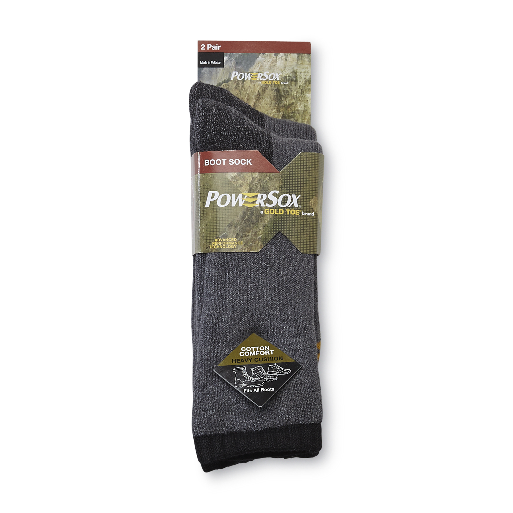 PowerSox® Men's Heavy Cushion Boot Sock 2 Pack- One size fits Most