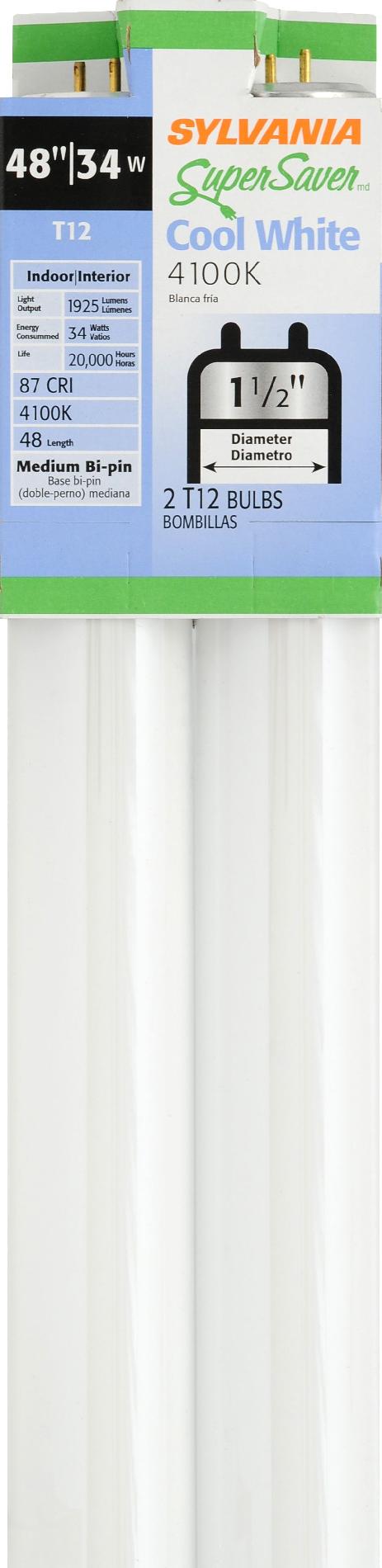 Sylvania Fluorescent 48" Straight Cool White SS Tube Lamp T12-Medium ...