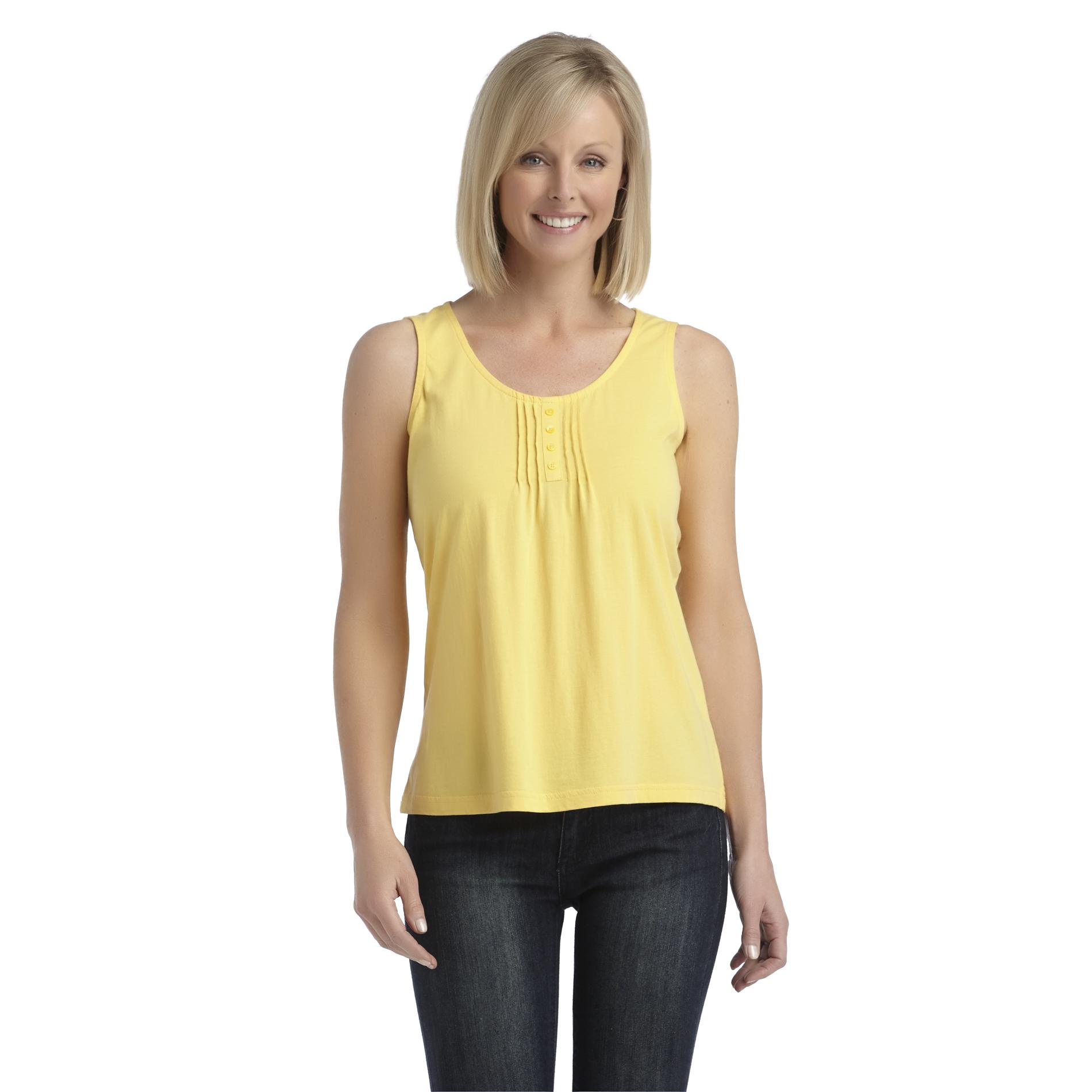 Basic Editions Women's Henley Tank Top