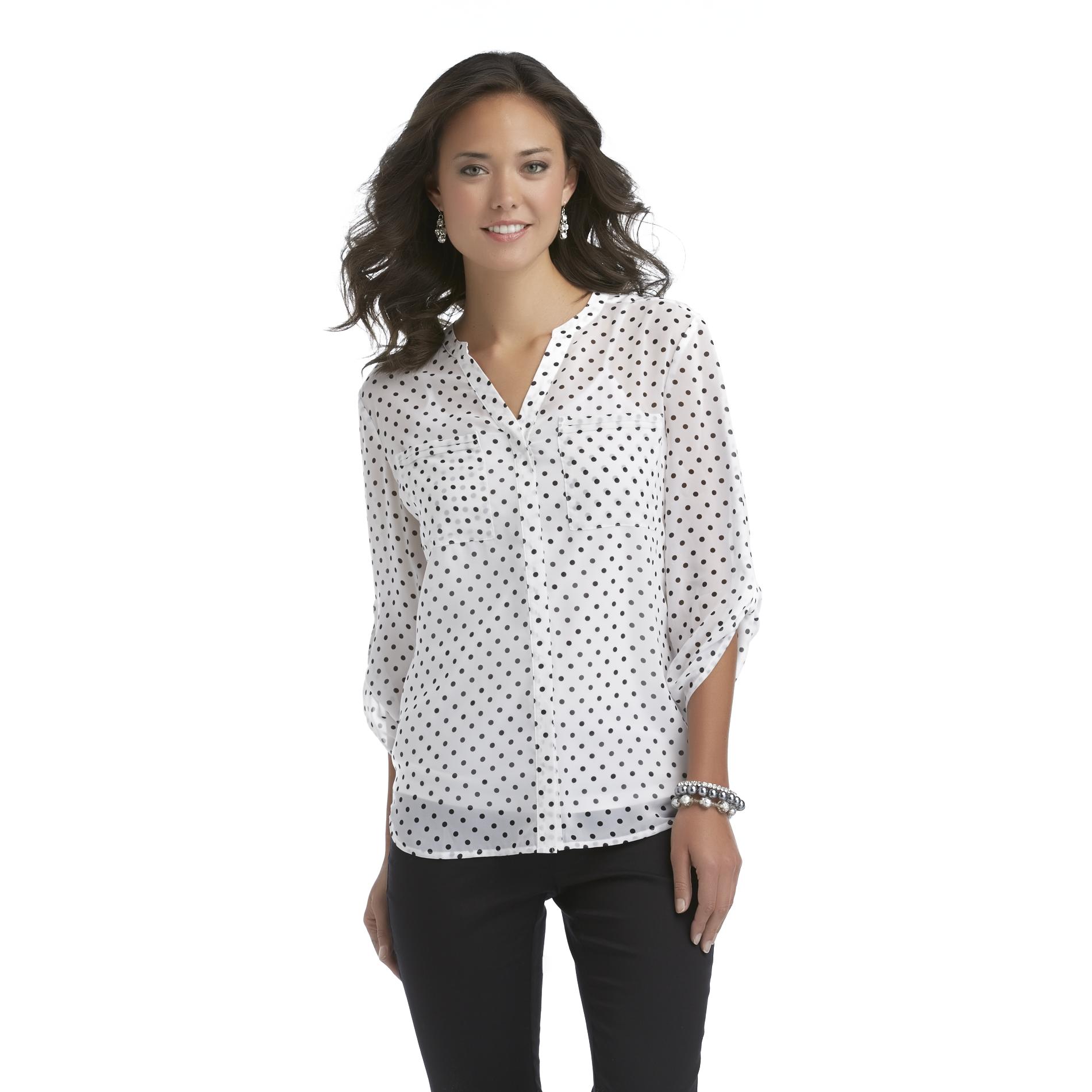 Covington Women's Chiffon Blouse & Camisole - Polka Dots