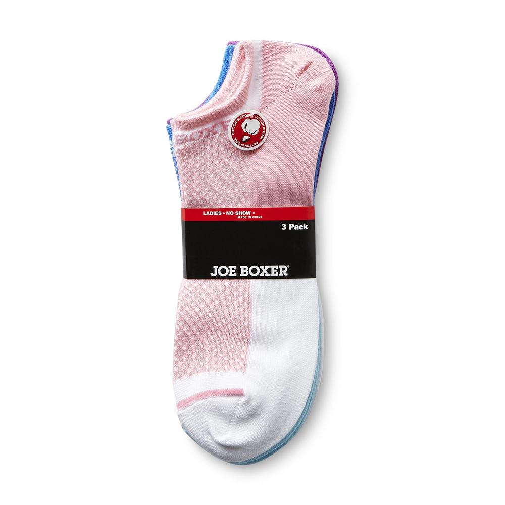 Joe Boxer Women's 3-Pairs No Show Athletic Socks