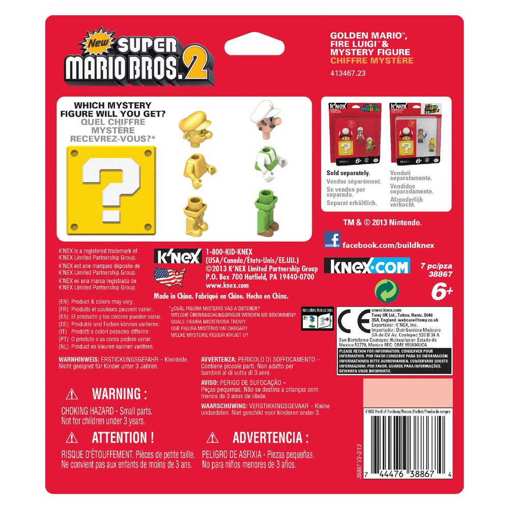 Super Mario Figure 3-Pack - Golden Mario, Fire Luigi, and Mystery Figure