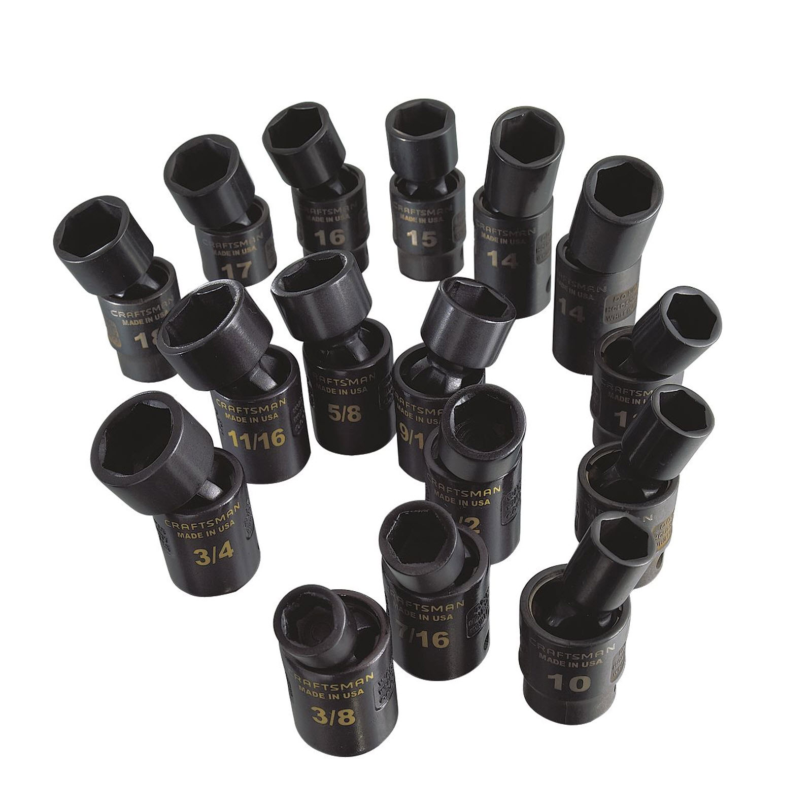 Craftsman 16 Pc 3 8 Drive 6 Pt Easy to Read Swivel Socket Set Shop