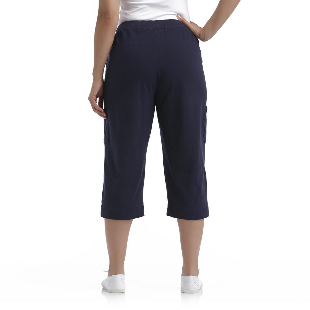 Basic Editions Women's Plus Capri Cargo Pants
