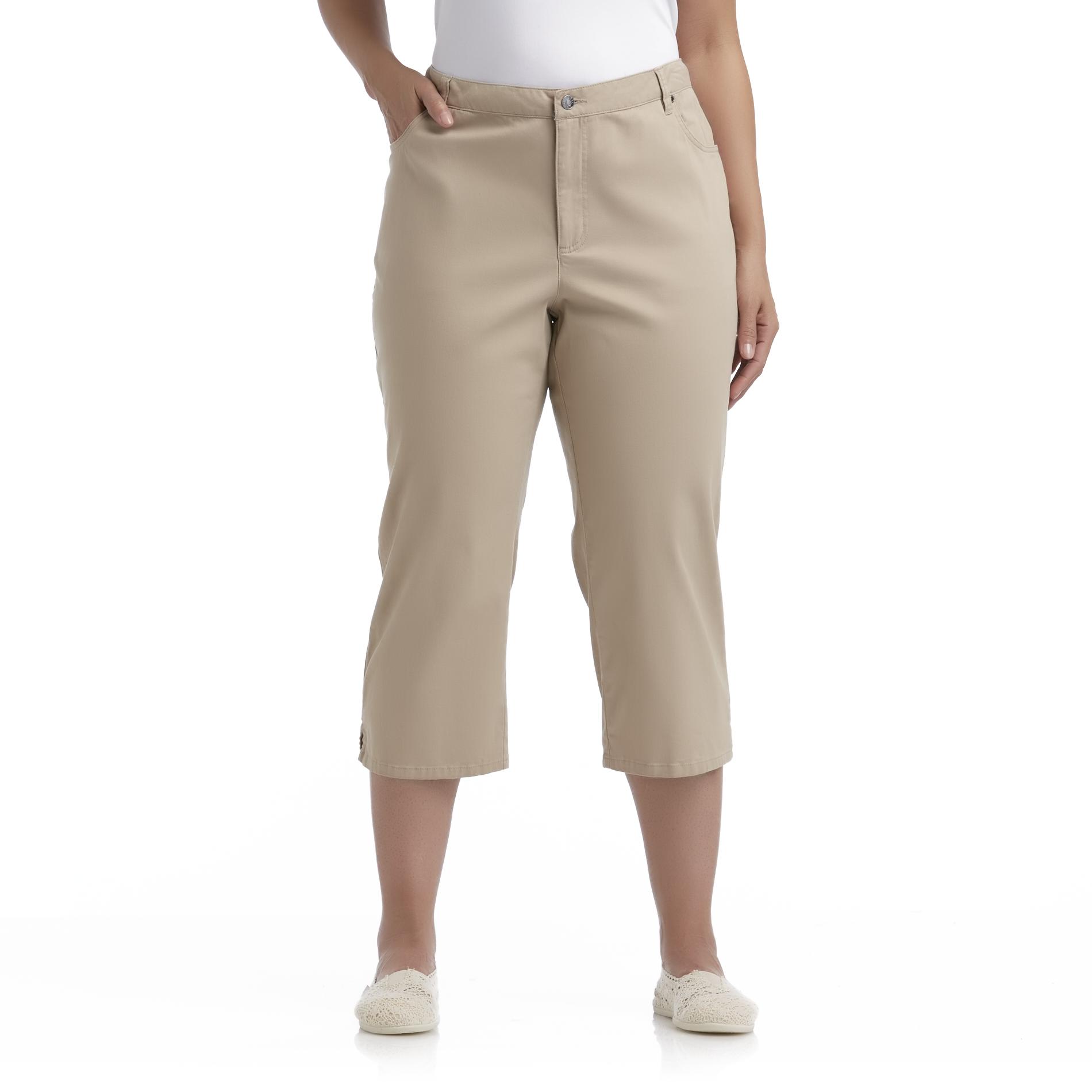 Basic Editions Women's Plus Twill Pants
