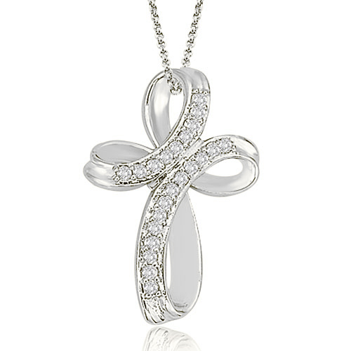 0.15 Cttw Platinum Infinity Cross Diamond Pendant