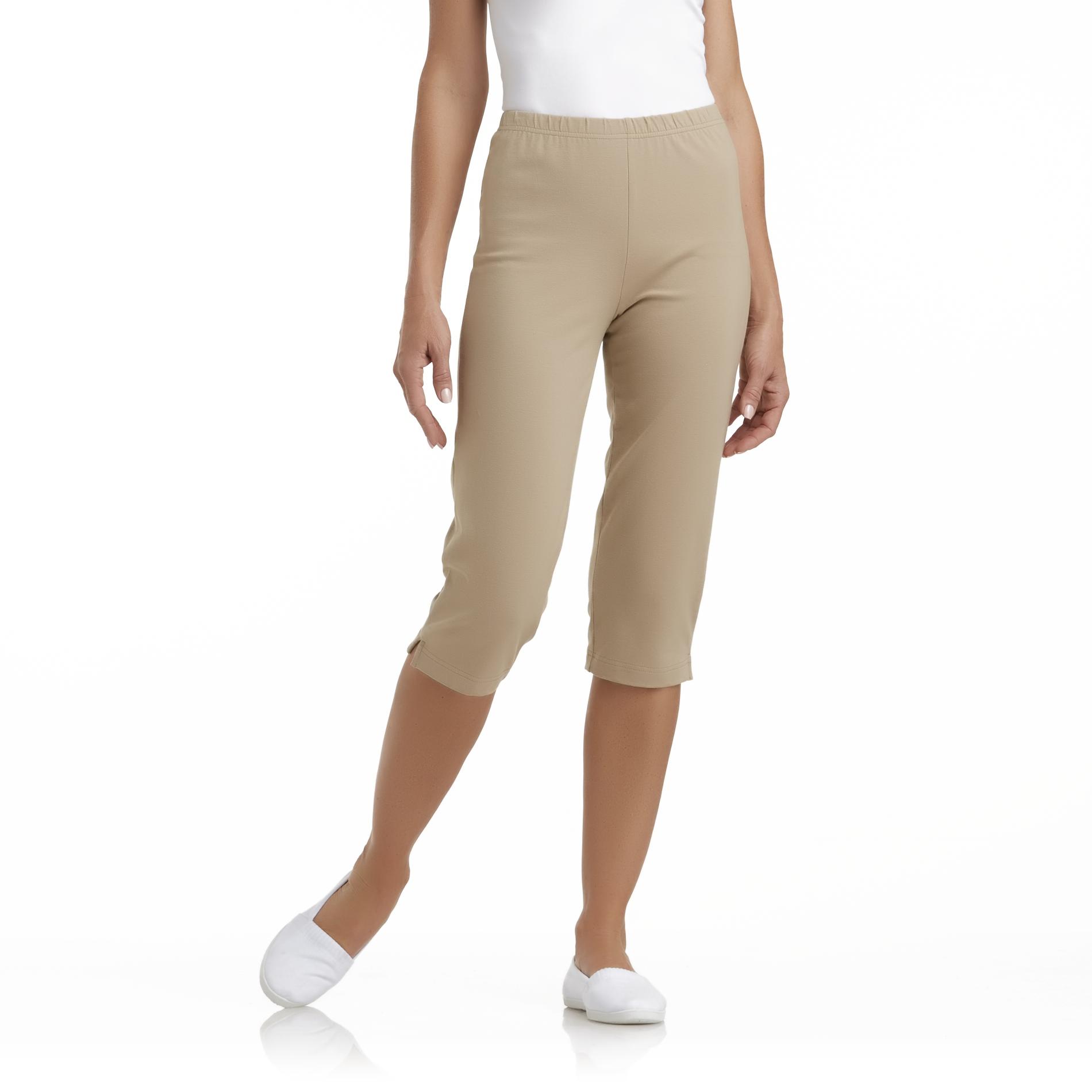 Basic Editions Women's Knit Capri Leggings