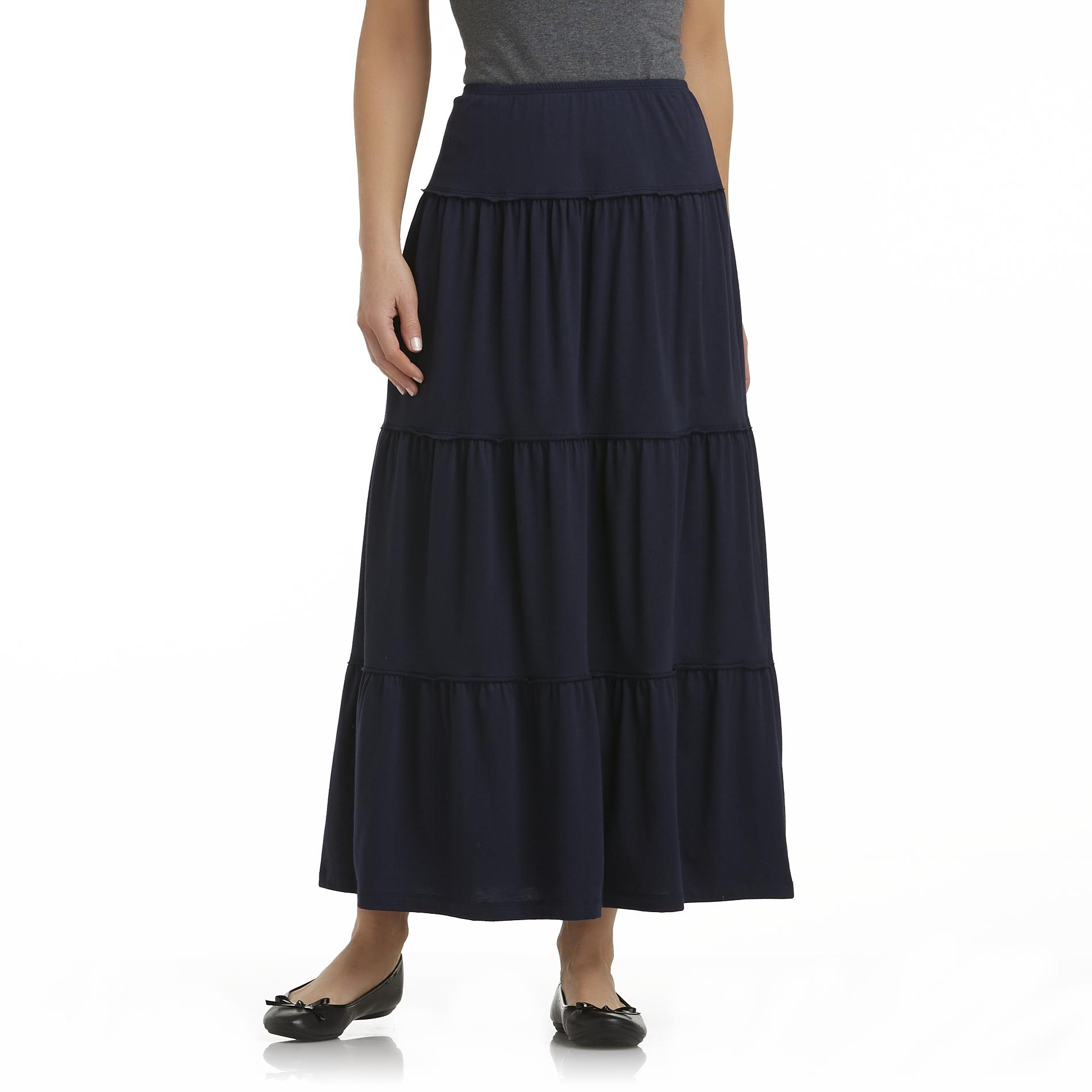 Basic Editions Women's Tiered Skirt
