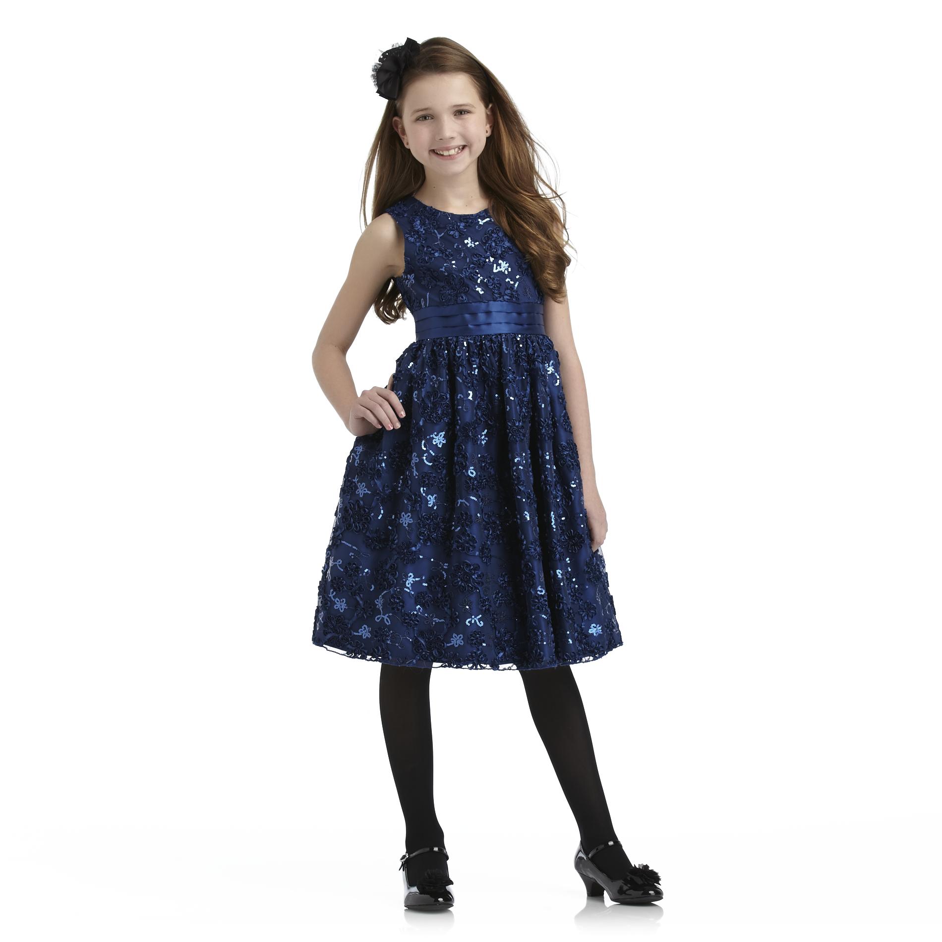 American Princess Girl's Sequin Party Dress - Floral