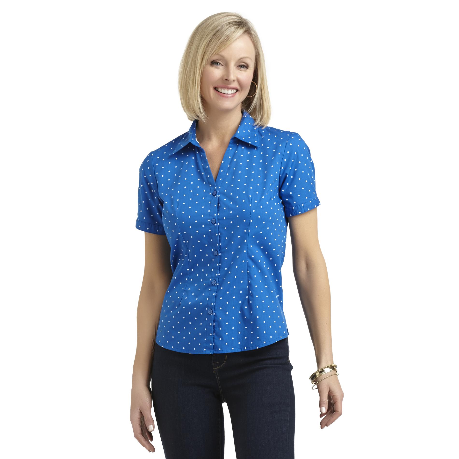 Basic Editions Women's Camp Shirt - Polka Dot