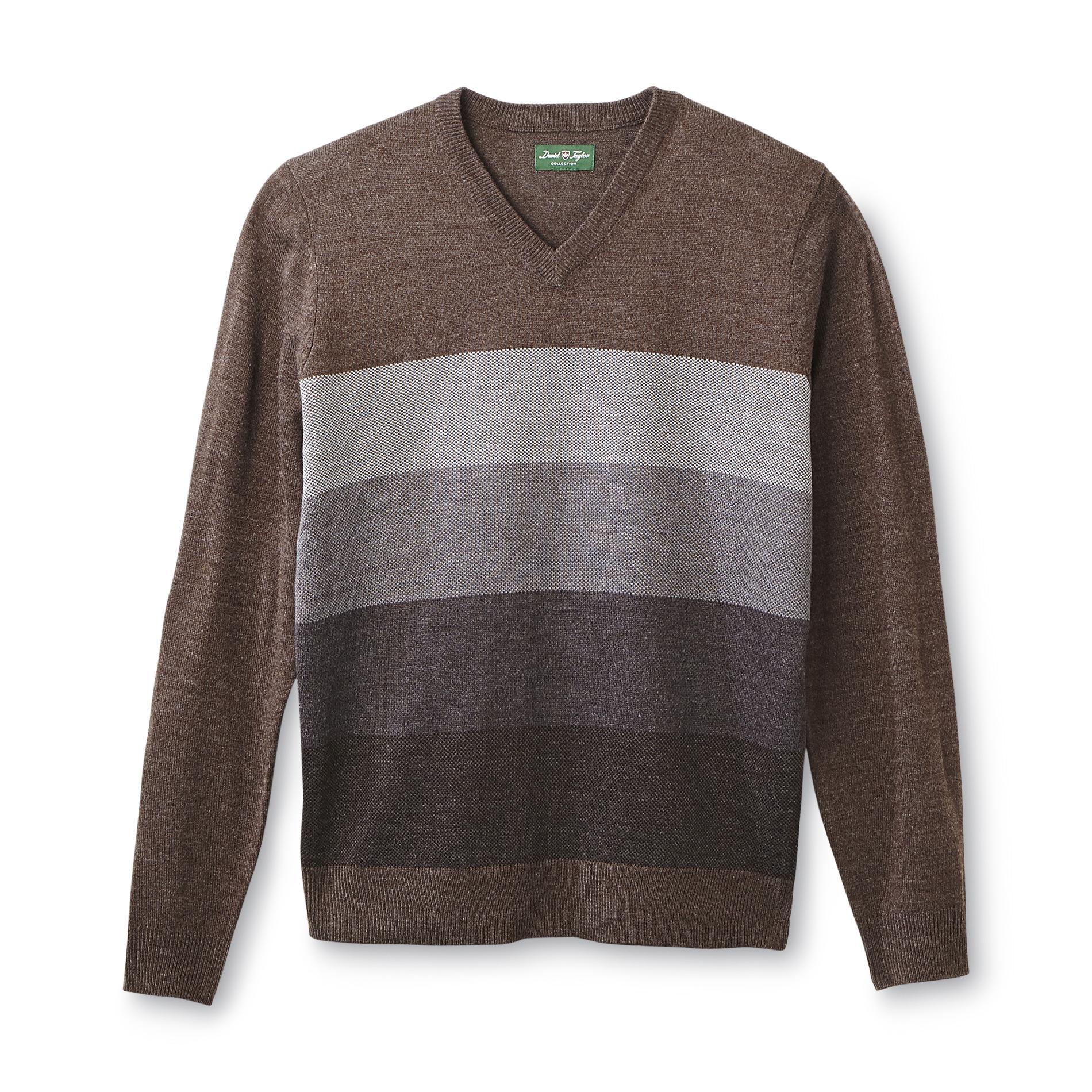 David Taylor Collection Men's V-Neck Sweater - Striped