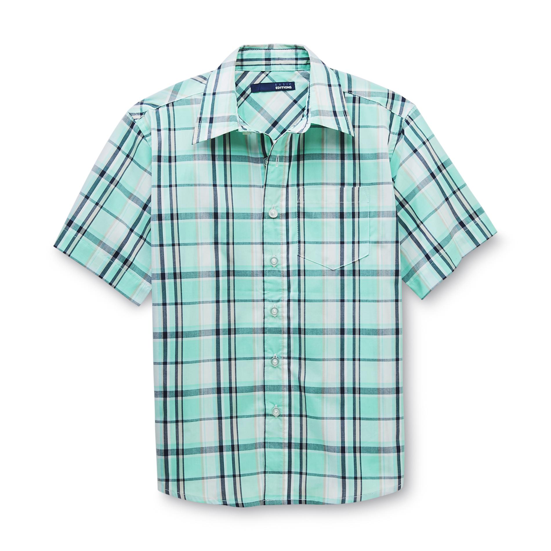 Basic Editions Boy's Woven Short-Sleeve Shirt - Plaid