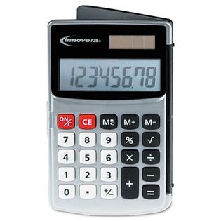 Innovera IVR15922 Handheld Calculator, 8-Digit, Dual Power, Silver