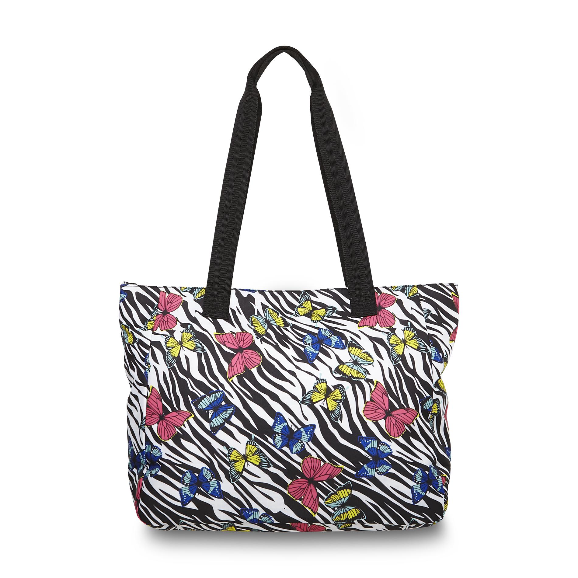 Joe Boxer Junior's Capri Tote Bag - Zebra Stripes & Butterflies