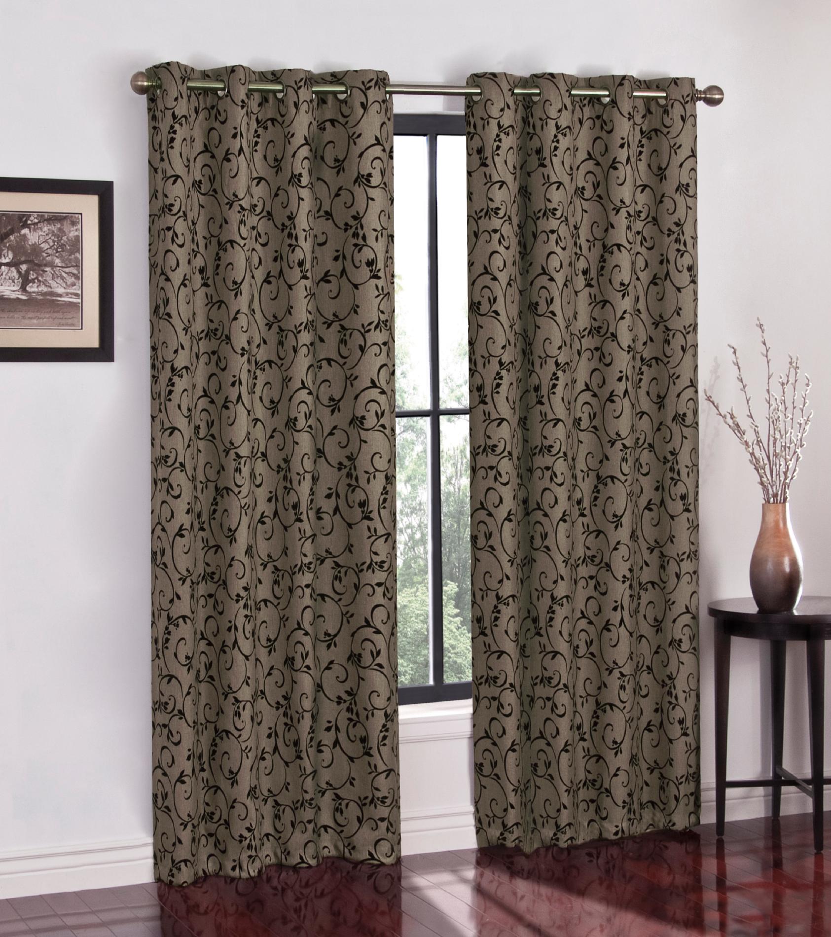 Colormate Flocked Scroll Grommet Window Panel