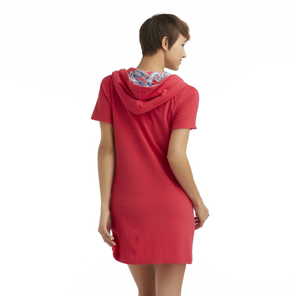 Tropical Escape Women's Hooded Terry Cloth Swim Cover-Up - Paisley