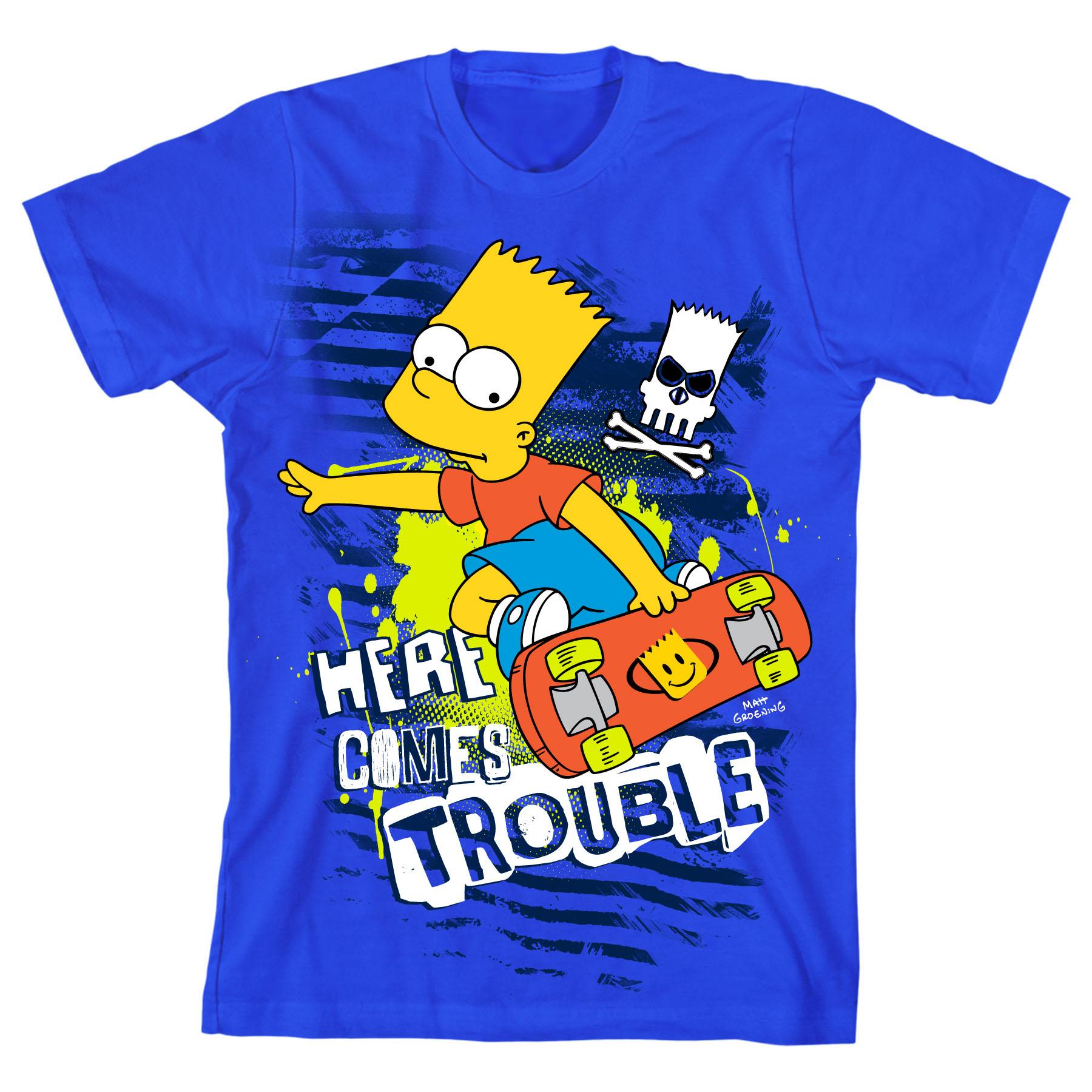 the Simpsons Bart Simpson Boy's Graphic T-Shirt - Skateboard