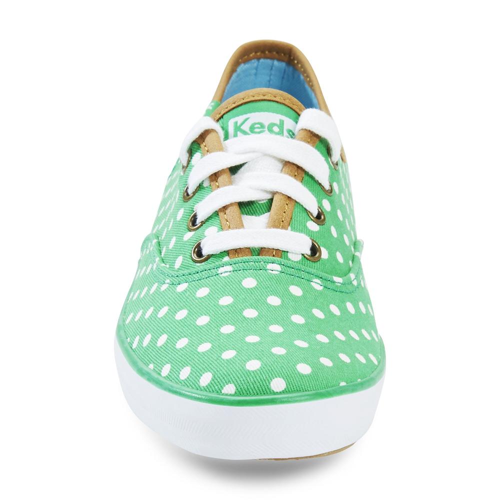 Keds Women's Champion Green/White Polka Dots Lace-Up Sneaker