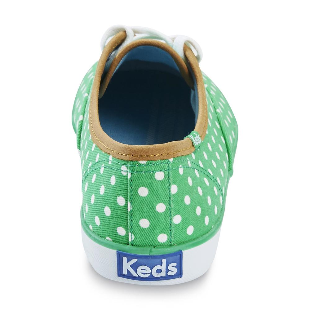 Keds Women's Champion Green/White Polka Dots Lace-Up Sneaker