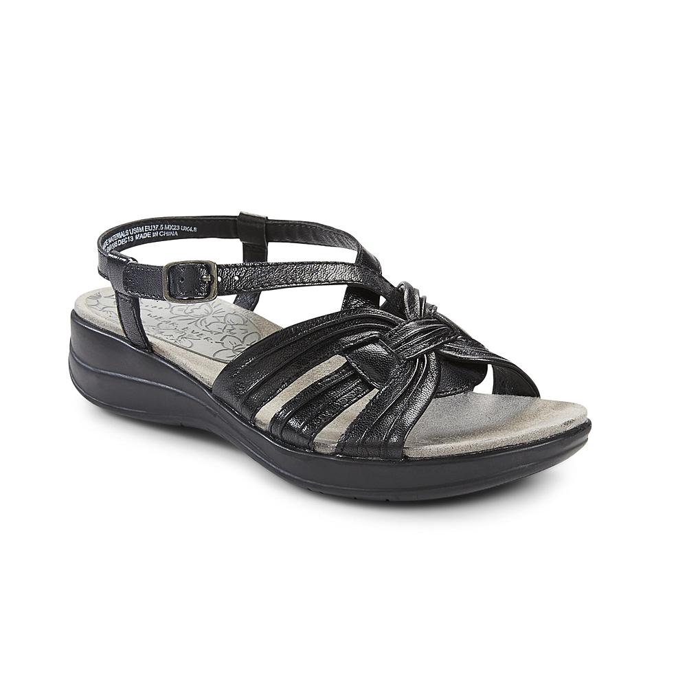Wear Ever Women's Celia Black Leather Slingback Sandal