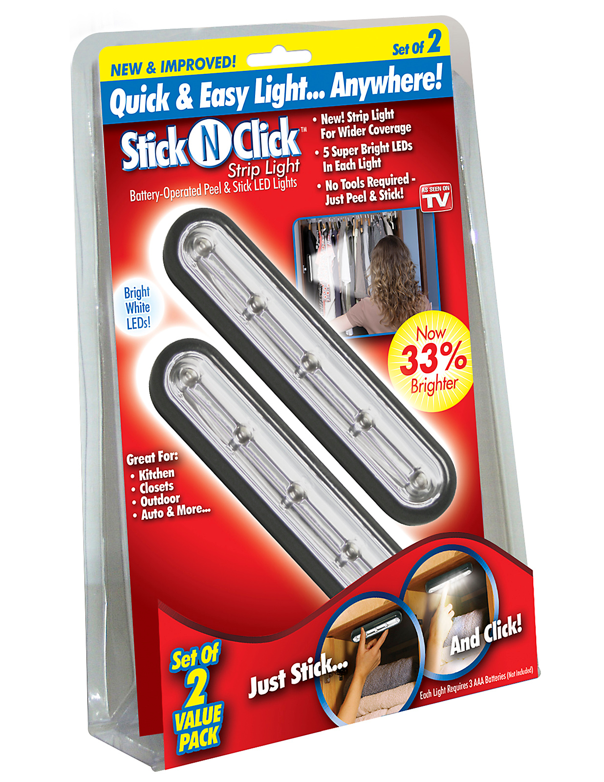 As Seen On TV 2-Pack Stick N Click Strip Lights