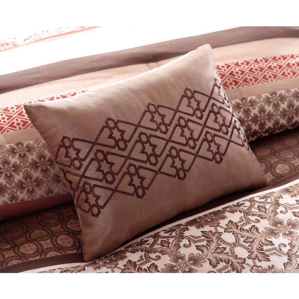 Colormate 6-Piece Red-and-Brown Jacquard Princeton Woven Bed Comforter Set