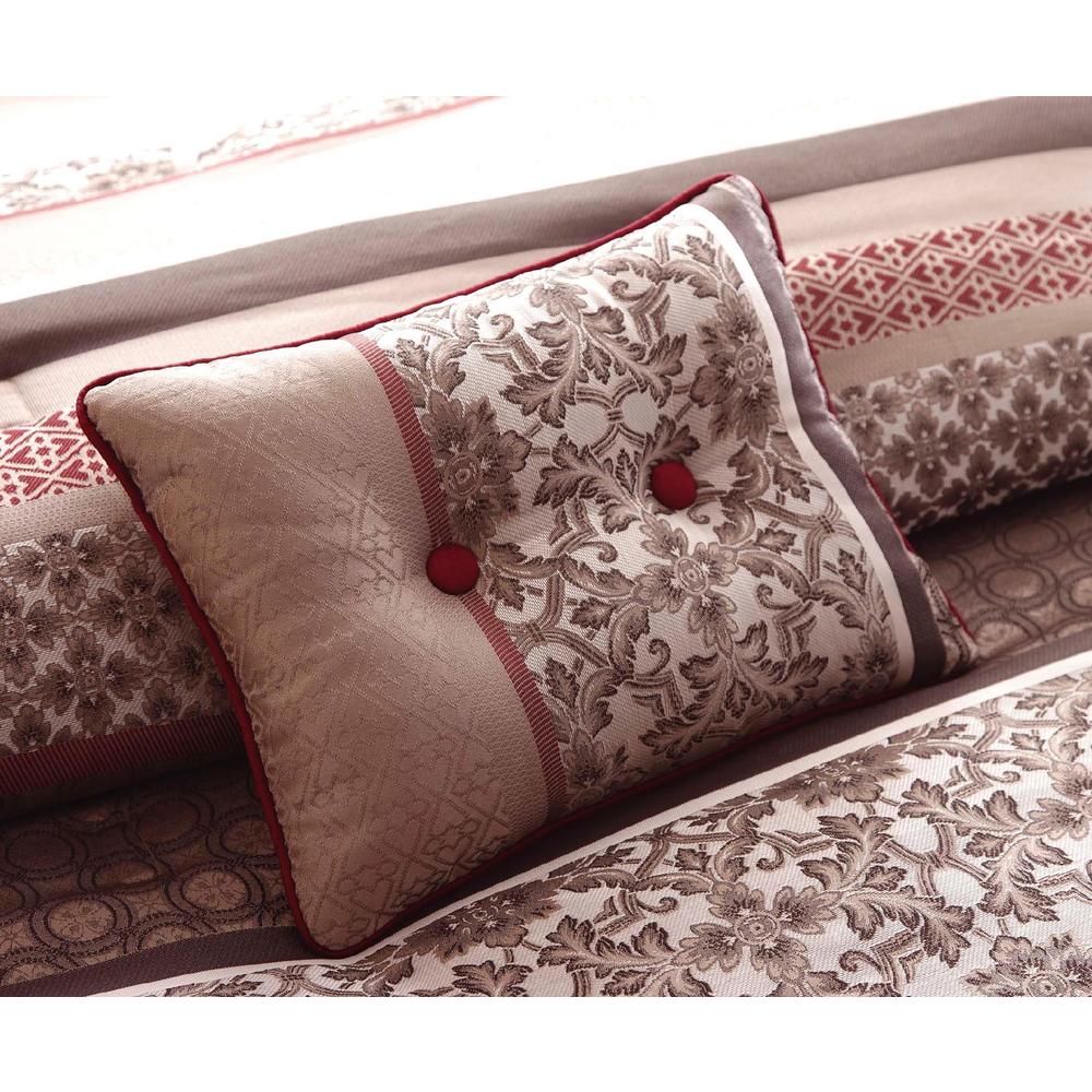 Colormate 6-Piece Red-and-Brown Jacquard Princeton Woven Bed Comforter Set
