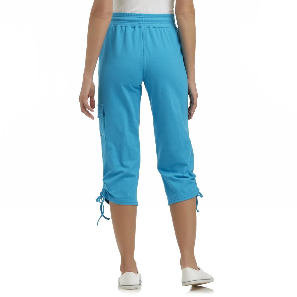 Basic Editions Women's Knit Cargo Capris - Floral