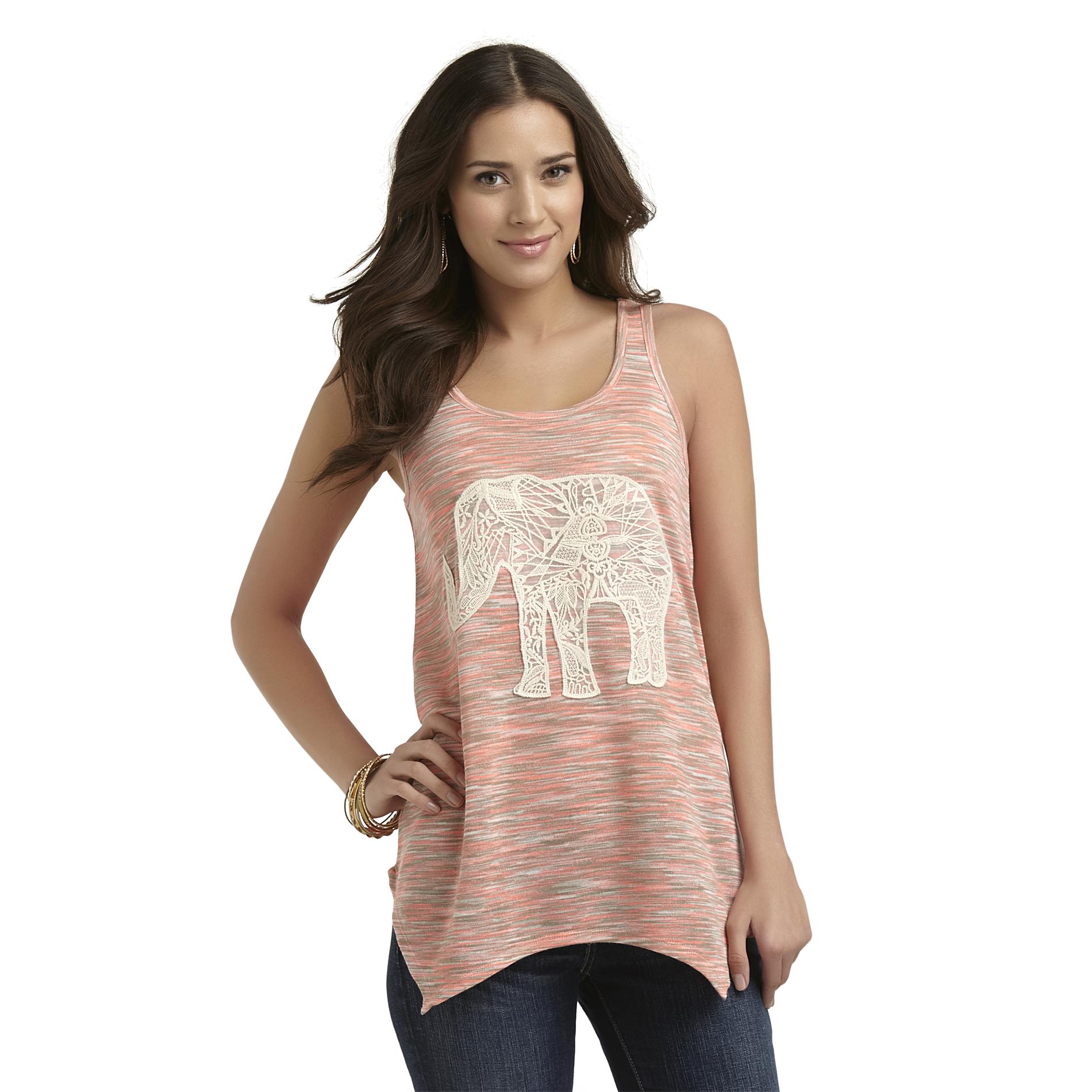 Absolutely Fabulous Women's Knit Sharkbite Tank Top - Elephant