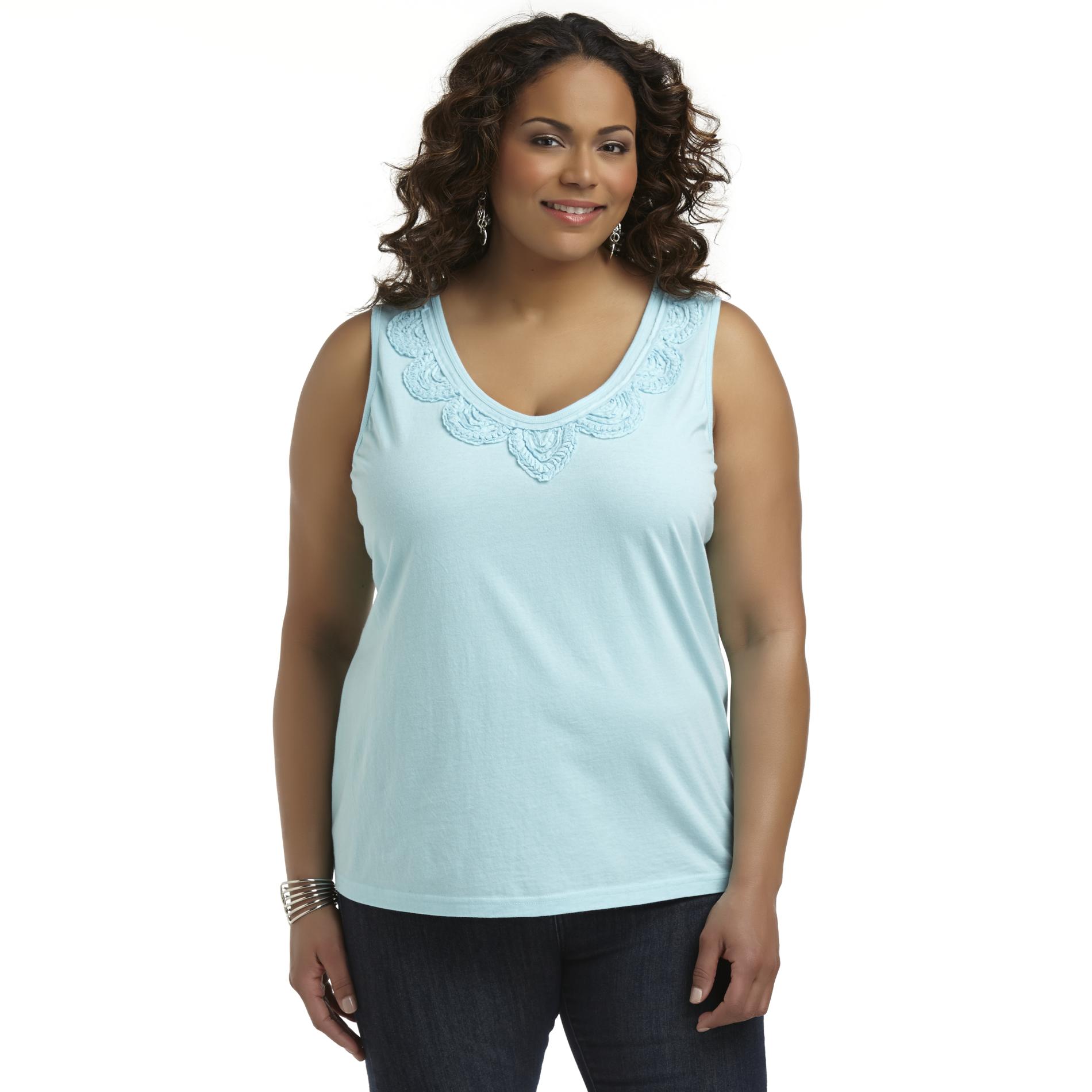 Basic Editions Women's Plus Soutache Tank Top