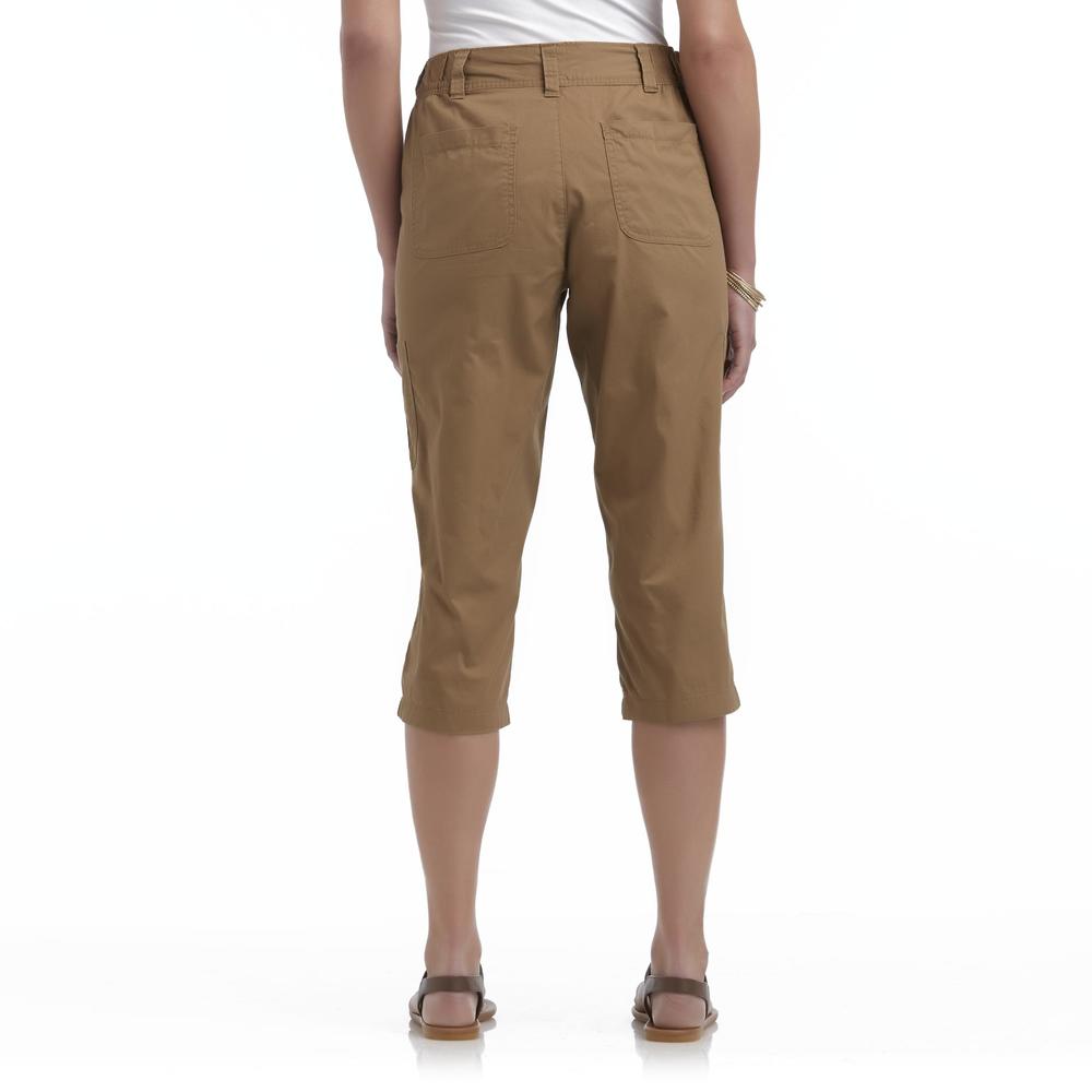 Basic Editions Women's Cargo Pocket Capri Pants