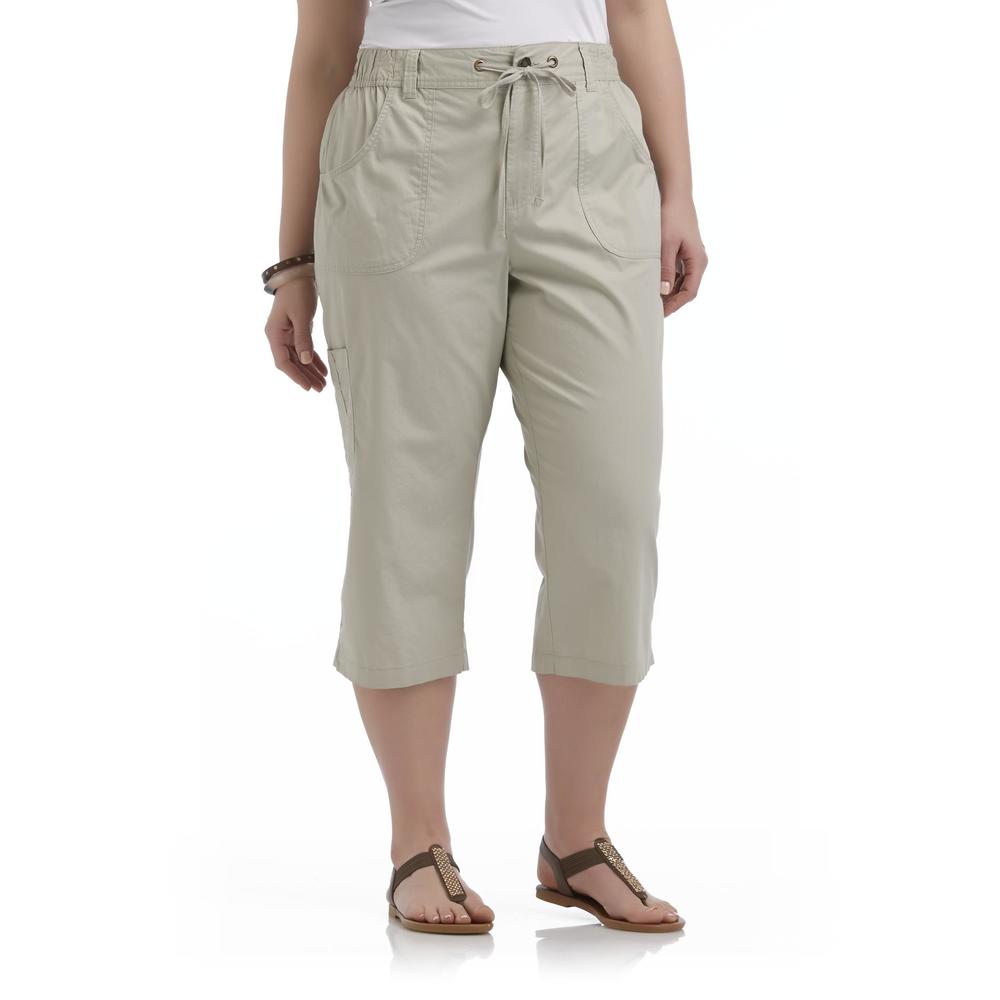 Basic Editions Women's Plus Cargo Capris