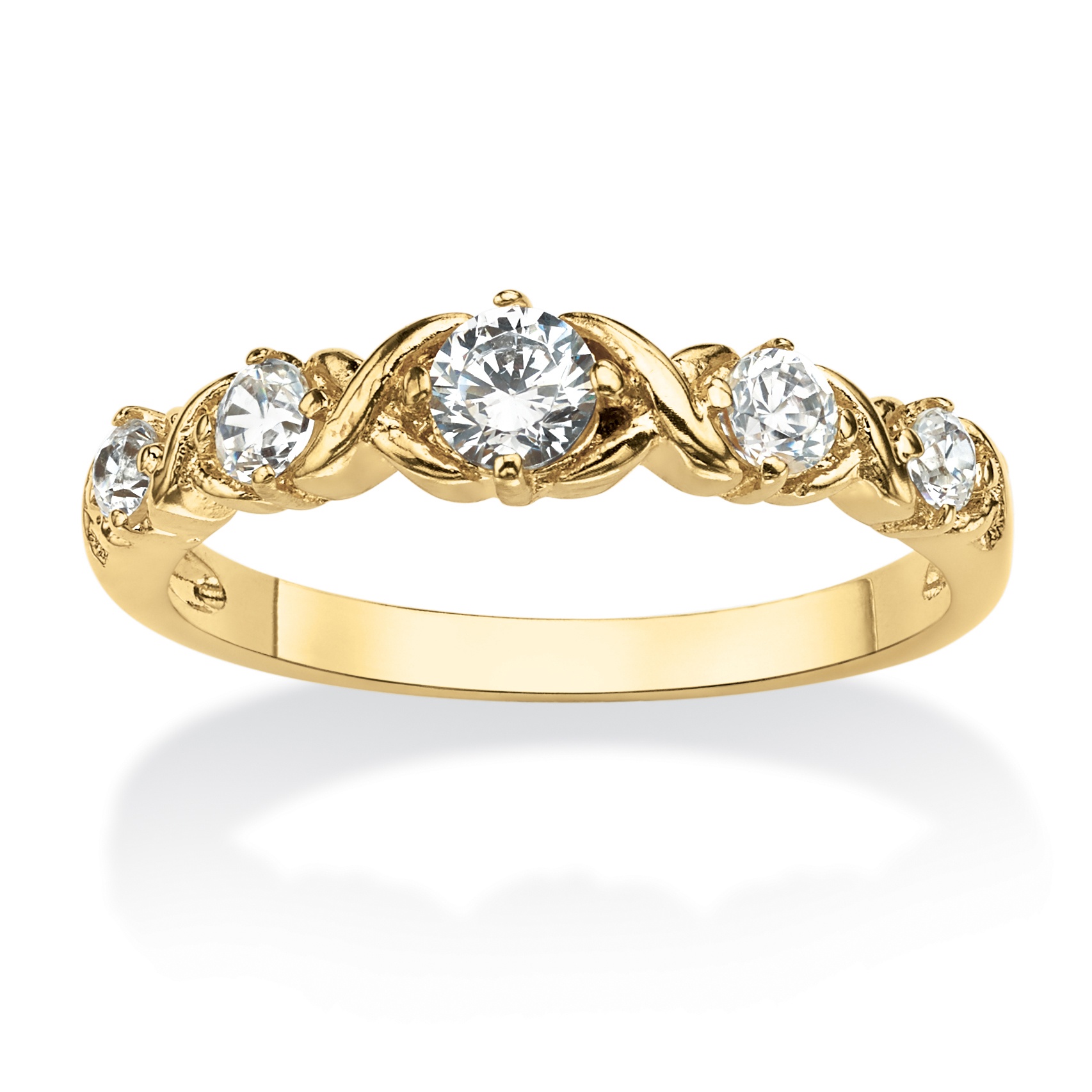 Round Birthstone 14k Gold Plated "X & O" Stackable Ring