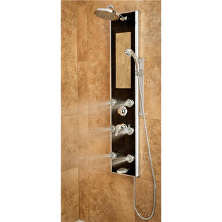 PULSE Showerspas Leilani ShowerSpa Black Glass Shower Panel