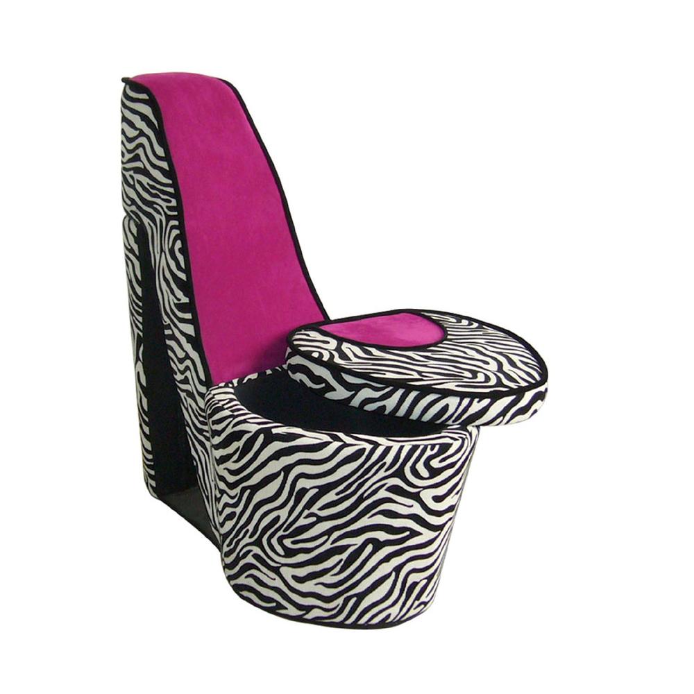Ore International Pink Zebra Prints High Heel Storage Chair